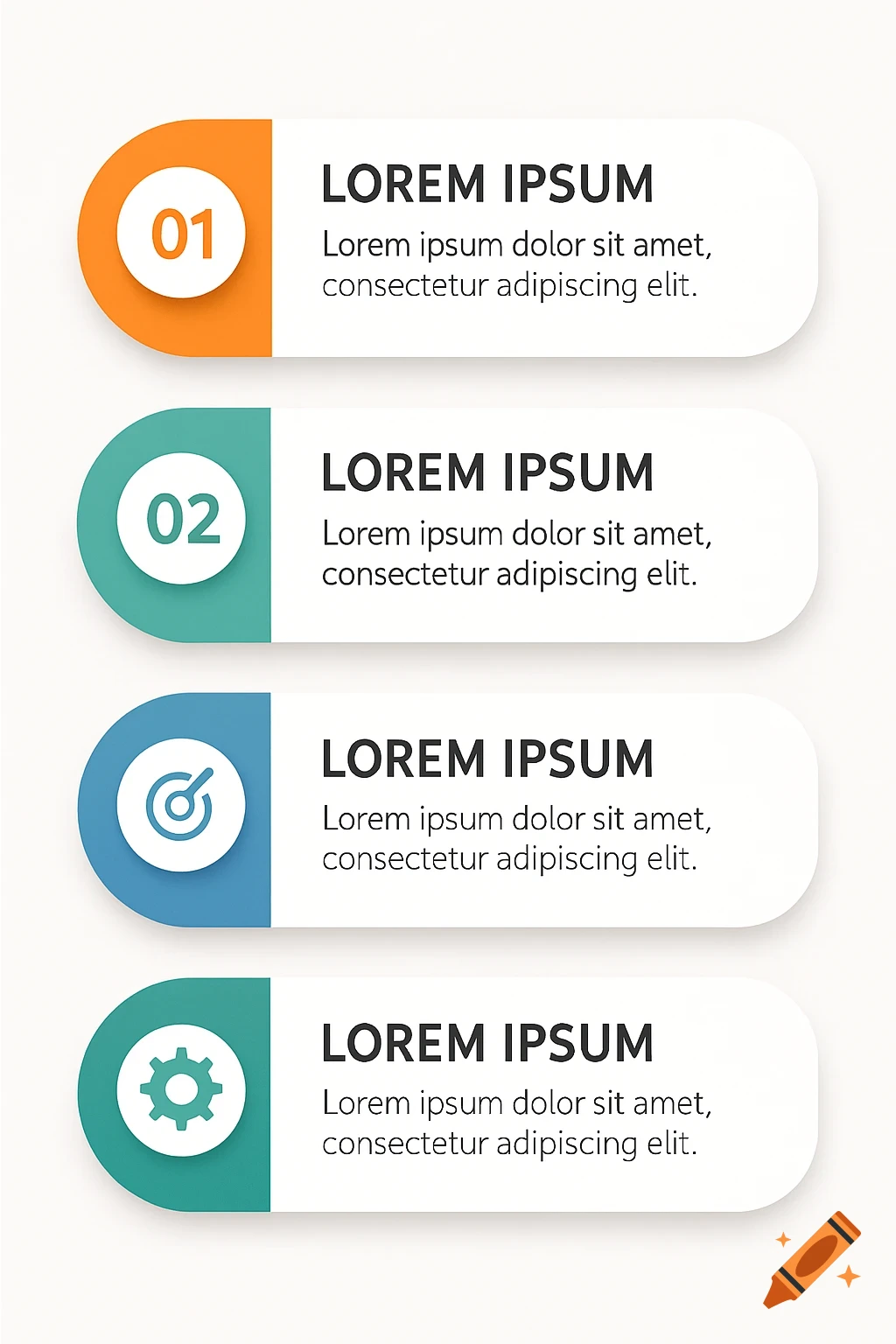 Infographic template with four vertical steps featuring numbers and ...