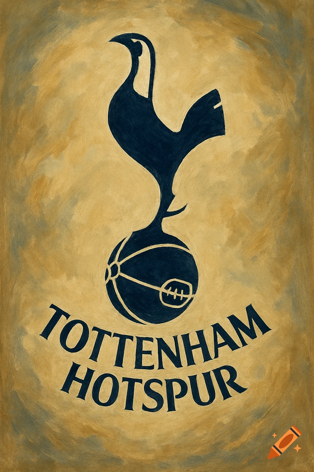 Tottenham Hotspur FC logo in oil painting style with cockerel on a ...