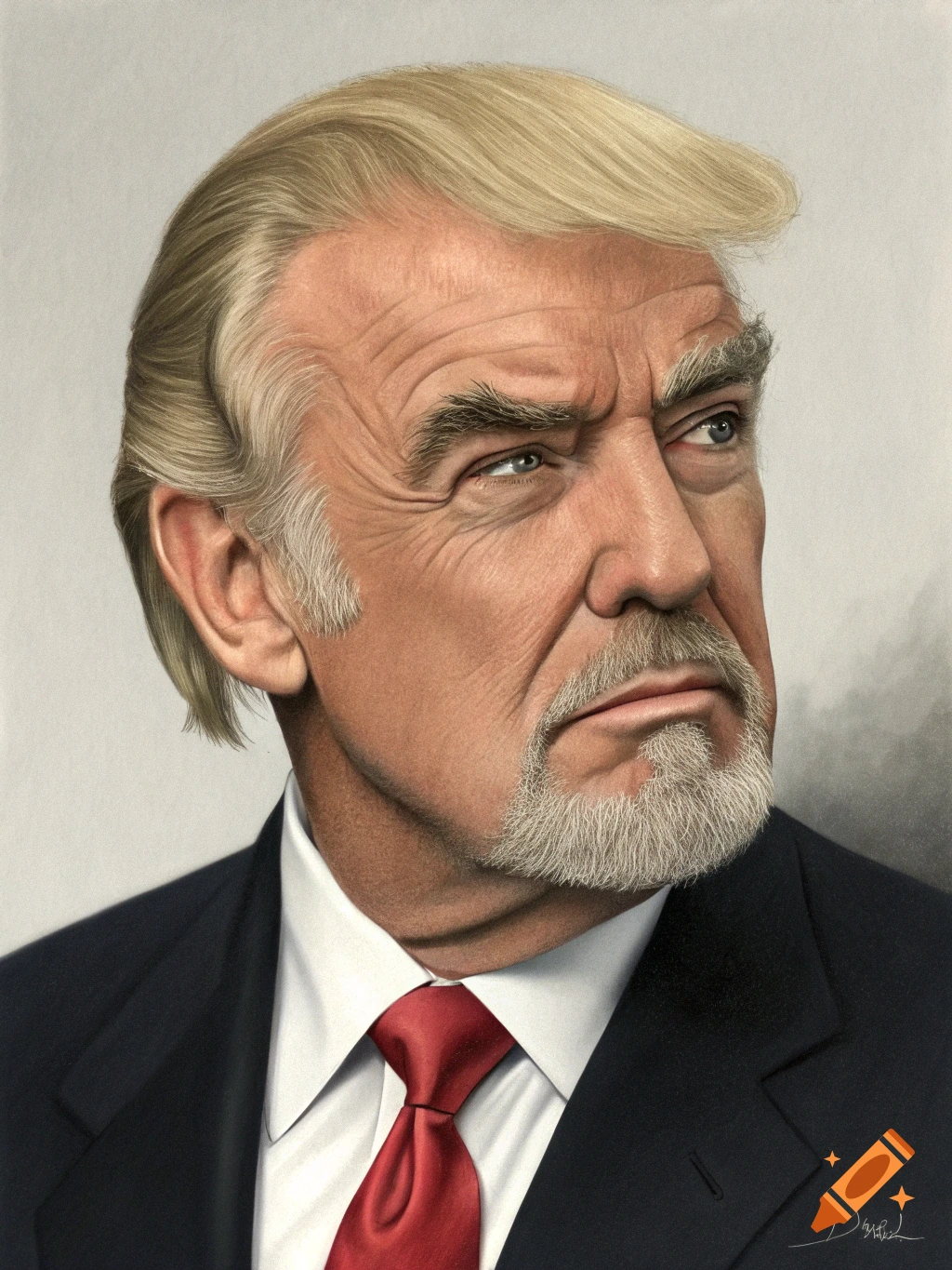 Detailed illustration of a person combining features of Donald Trump ...