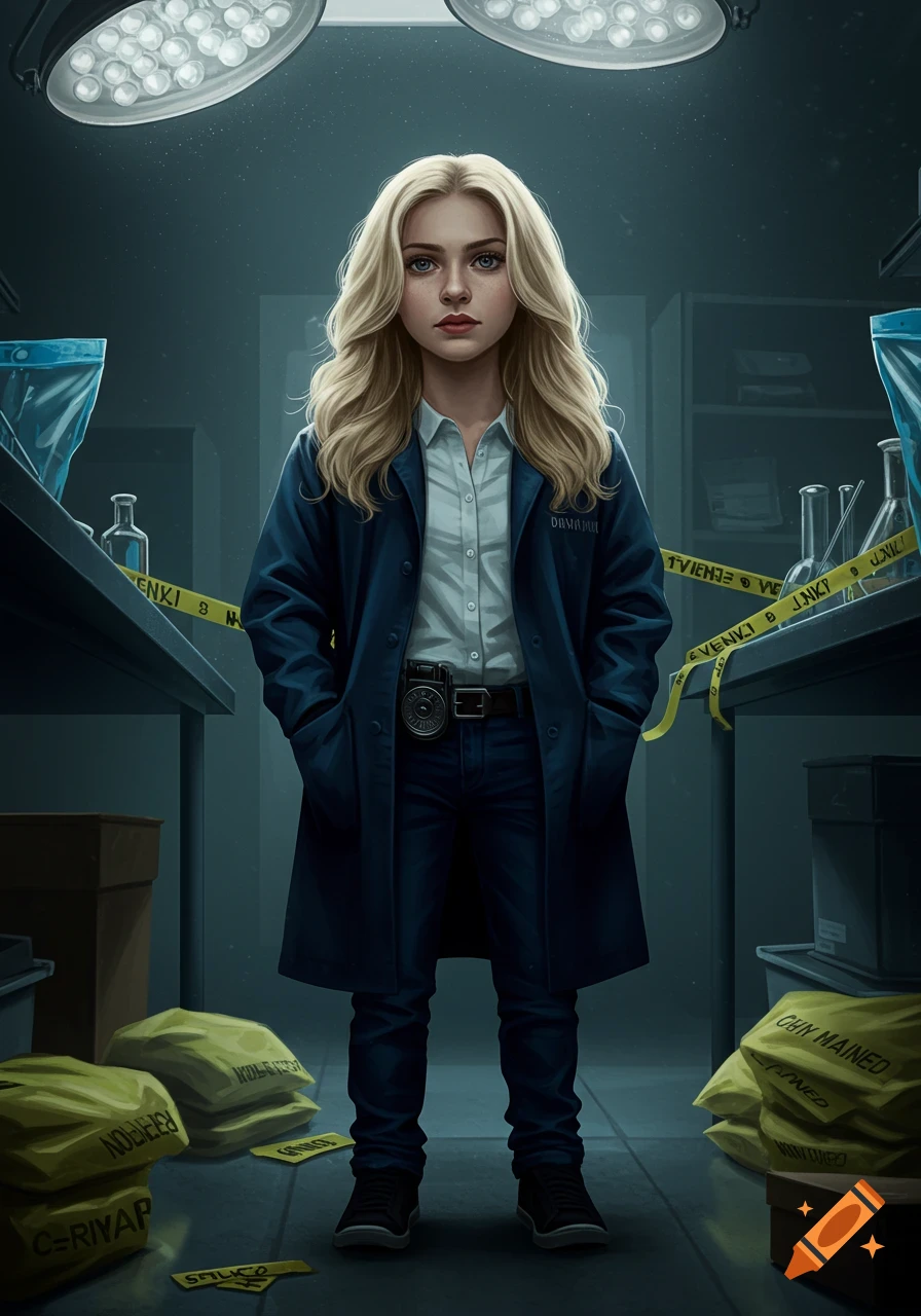 Illustration of a crime scene analyst standing in a lab or crime scene ...