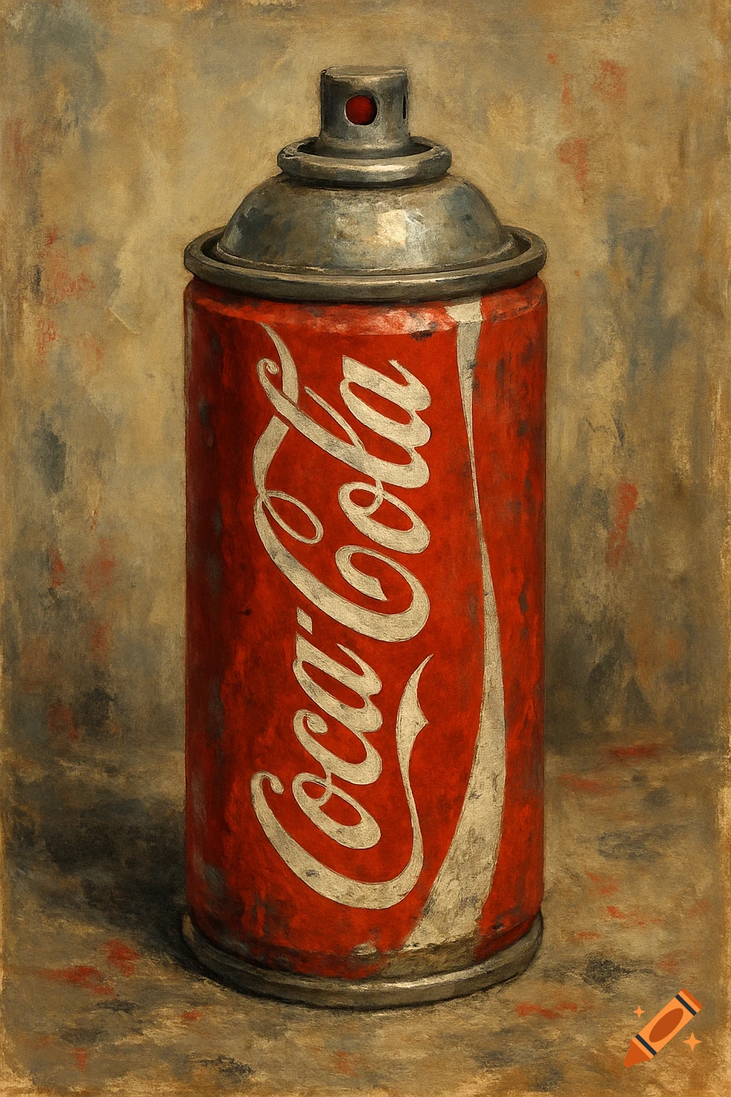 A painting of a red spray paint can with the Coca-Cola logo. on Craiyon