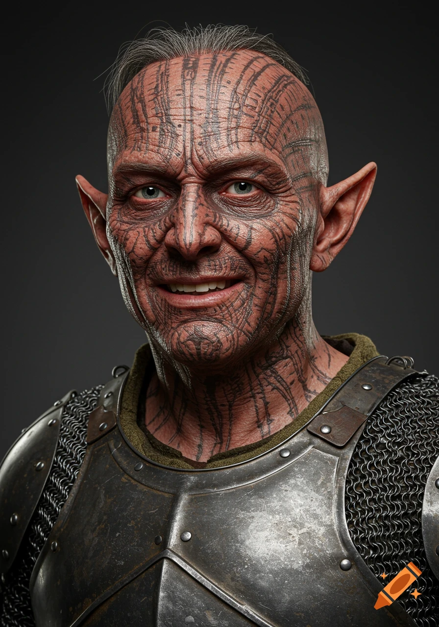 Photorealistic portrait of a fantasy character with pointed ears ...