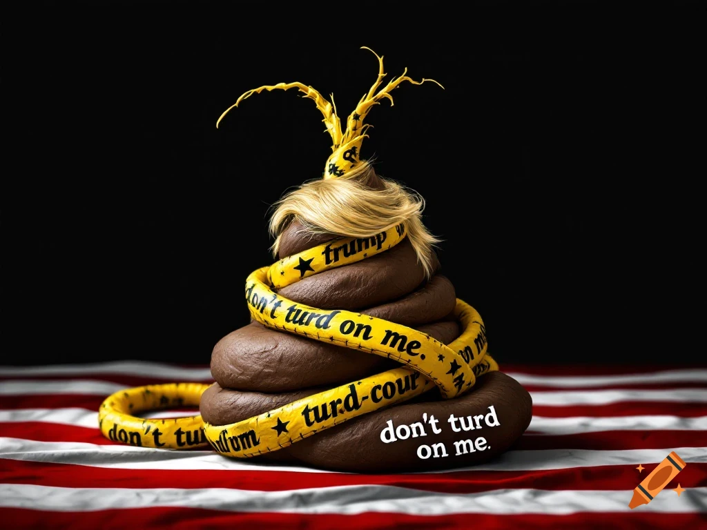 Photorealistic rendering of a poop pile with blonde hair on a striped ...