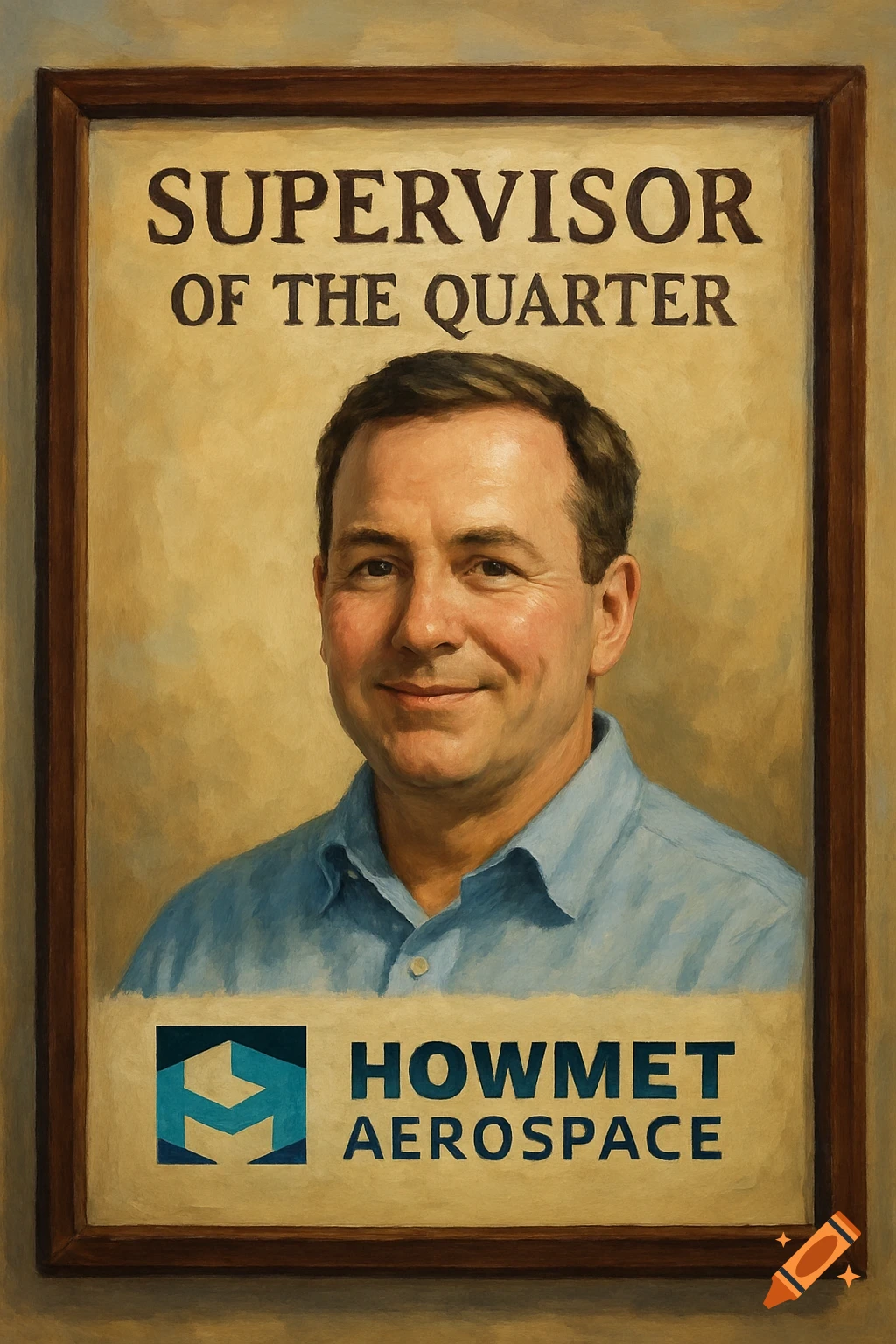 Painting of a man on a poster board that reads "Supervisor of the ...