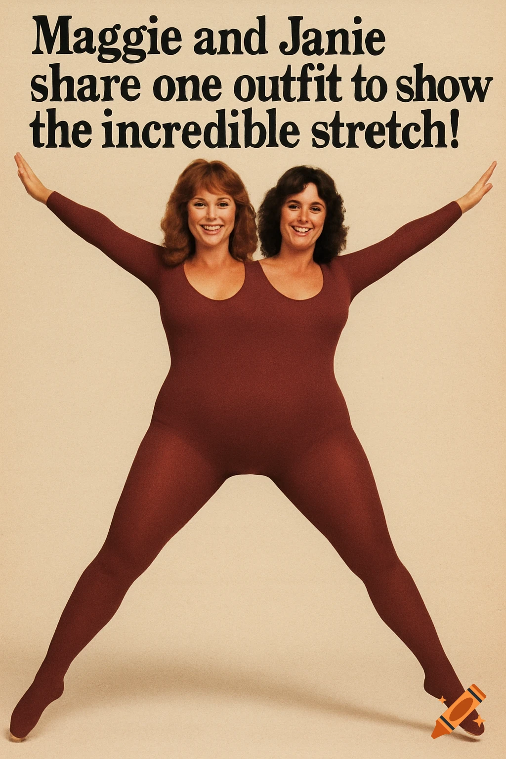 Vintage ad shows two women merged into one body wearing a leotard and ...