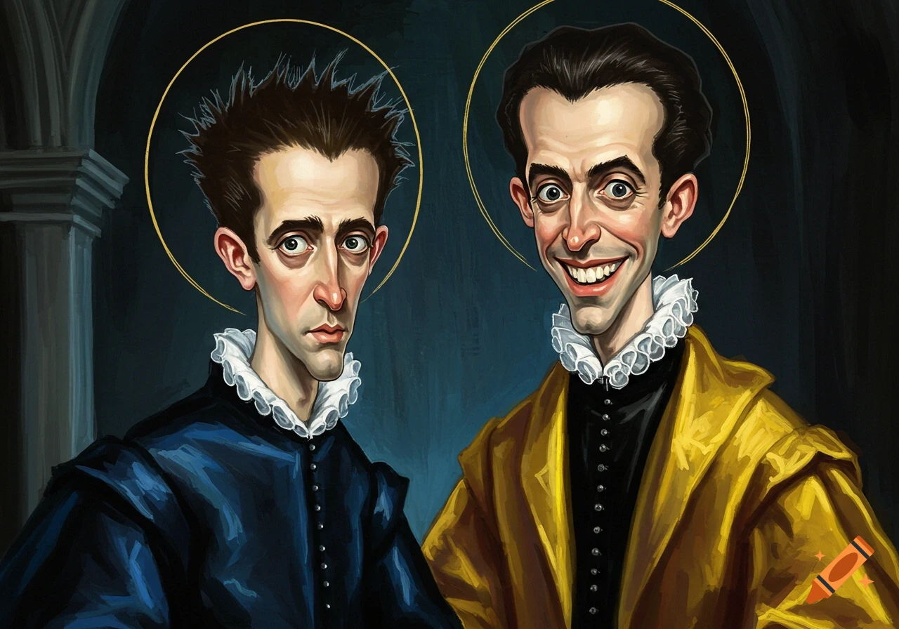 Two caricatures resembling Beavis and Butthead in historical clothes ...