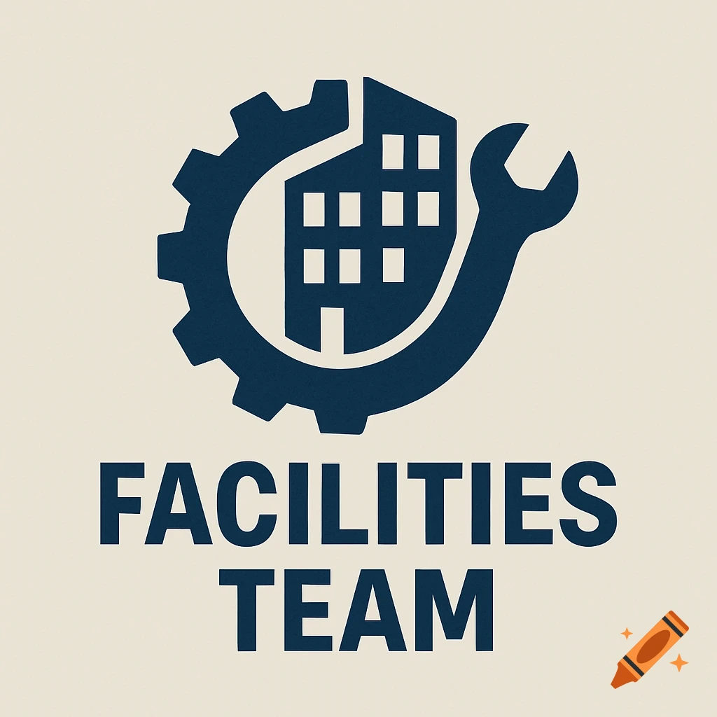 Logo with a gear, building, and wrench above the words "FACILITIES TEAM ...