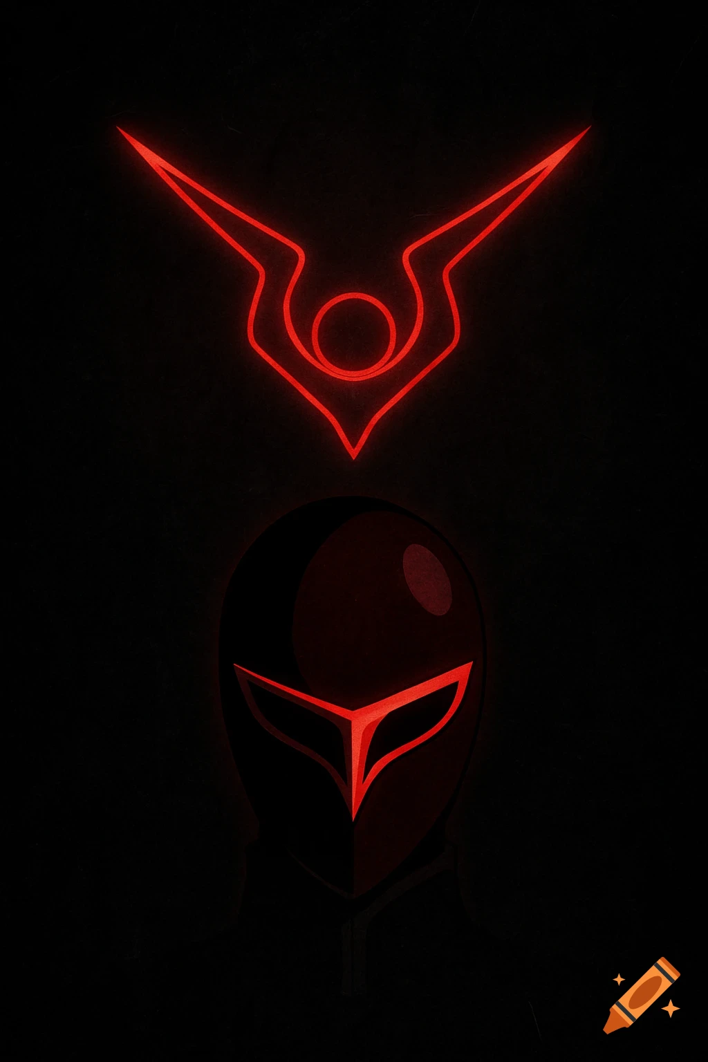 Red Code Geass symbol above a black mask with red eyes on a dark ...