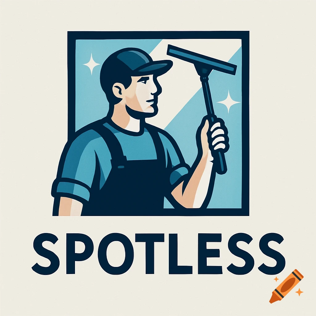 Logo illustration of a window cleaner with a squeegee, with the word ...