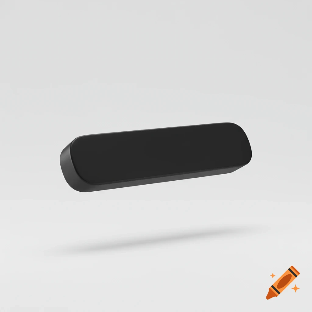 A matte black rectangular UI button floating on a white background. on ...