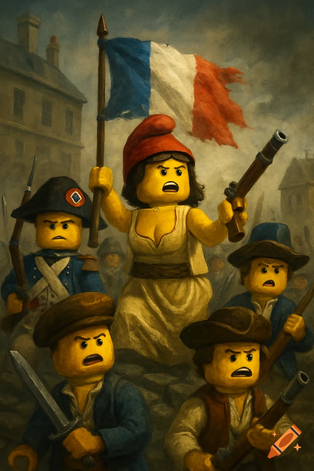 Lego figures recreate "Liberty Leading the People" with a French flag ...