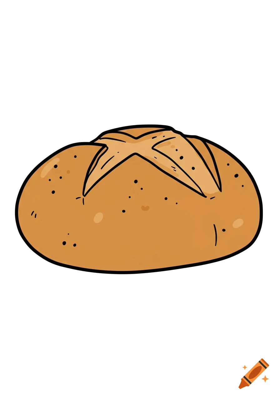 A cartoon loaf of bread. on Craiyon