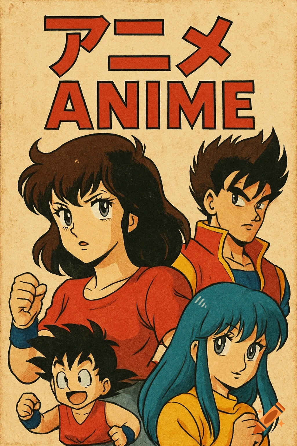 Vintage anime poster featuring characters including young Goku and ...
