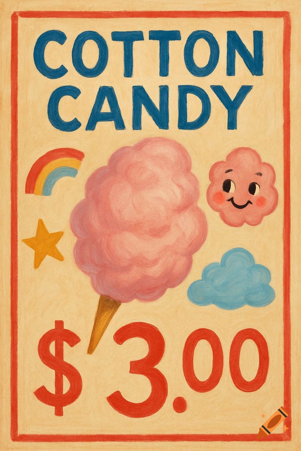 A colorful illustration poster for cotton candy shows the text Cotton ...