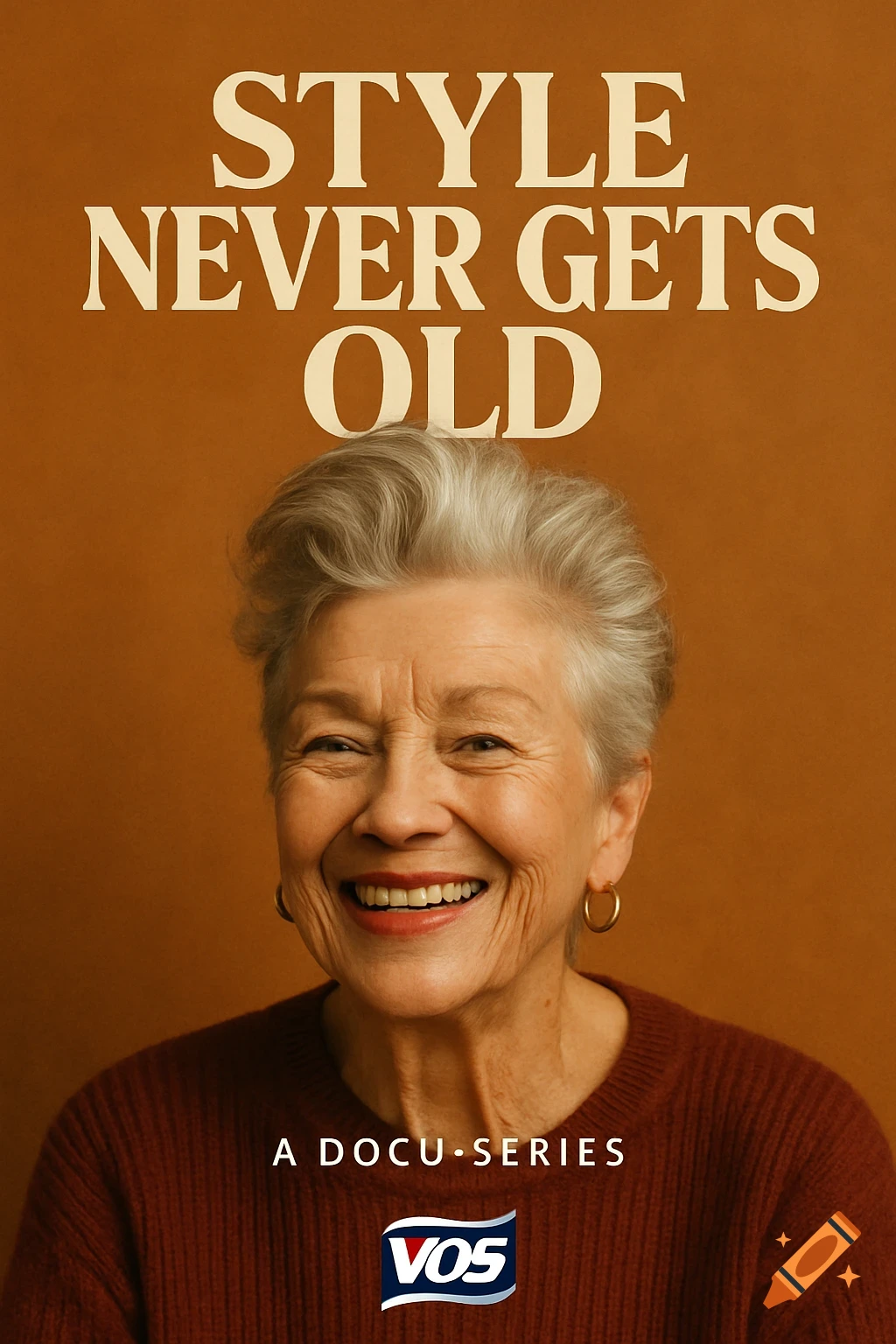 Portrait of a smiling elderly woman with short grey hair against an ...