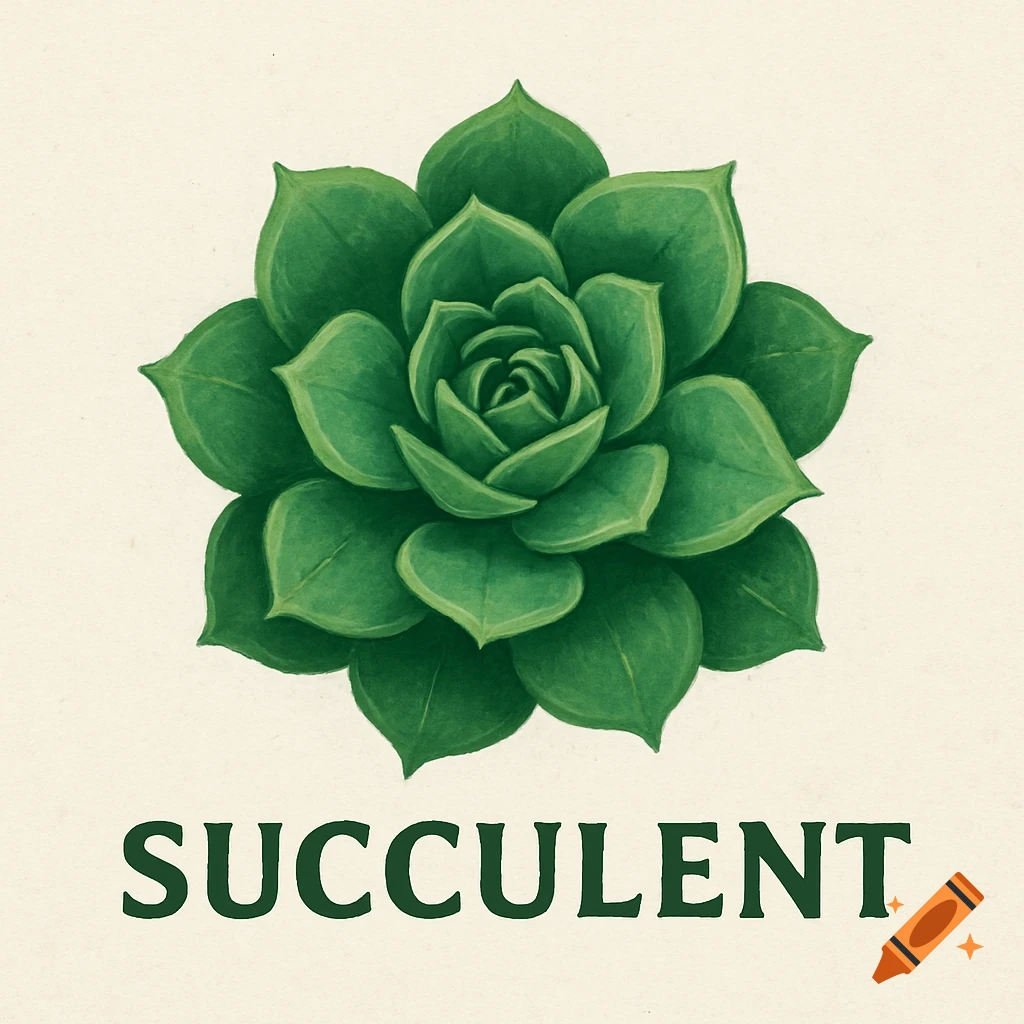 Illustration of a green succulent plant with the word SUCCULENT below ...