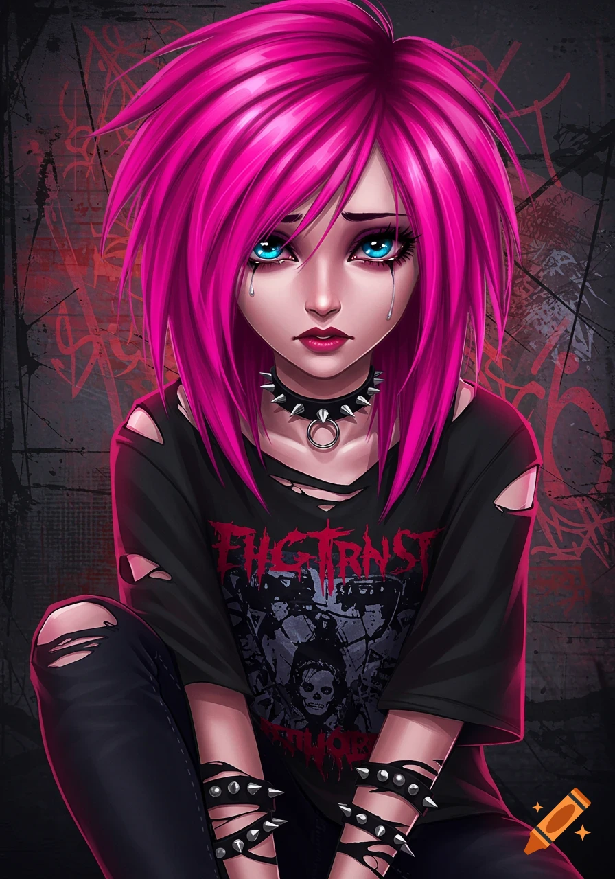Pink Black Emo Cartoon