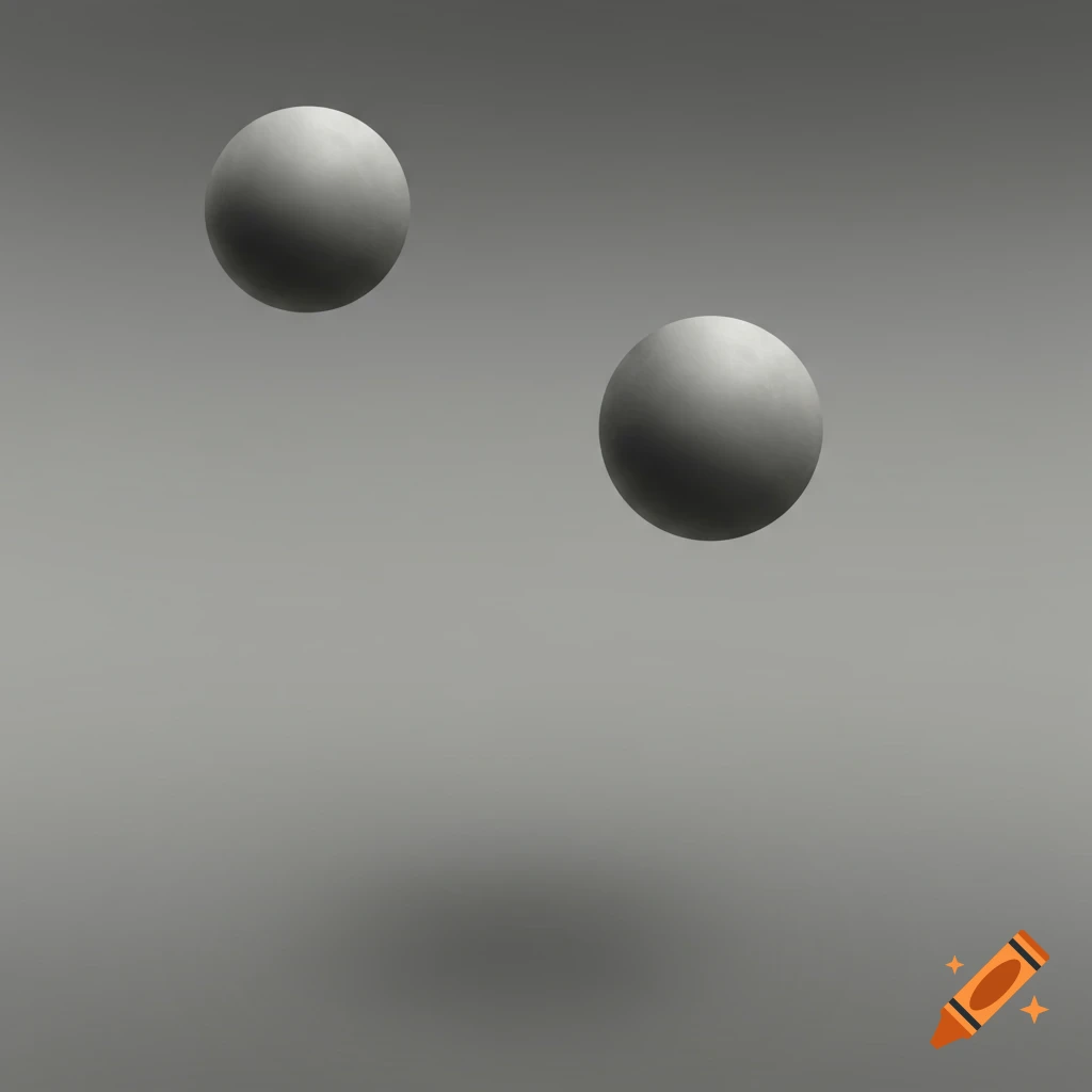 Two grey spheres float against a grey gradient background. on Craiyon