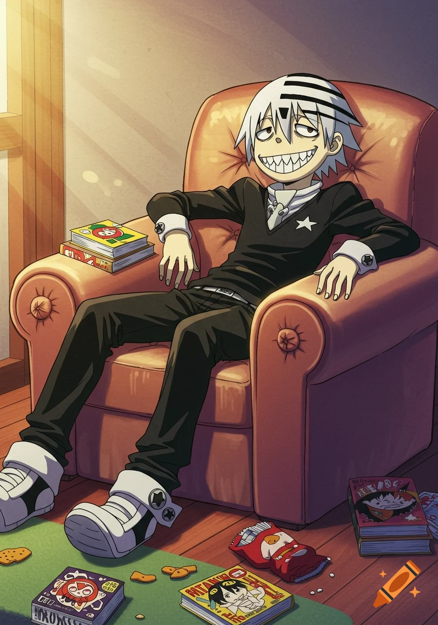 Anime style illustration of a character resembling Death the Kid from ...