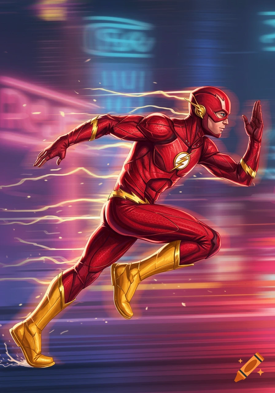 Illustration of the superhero Flash running at super speed with motion ...