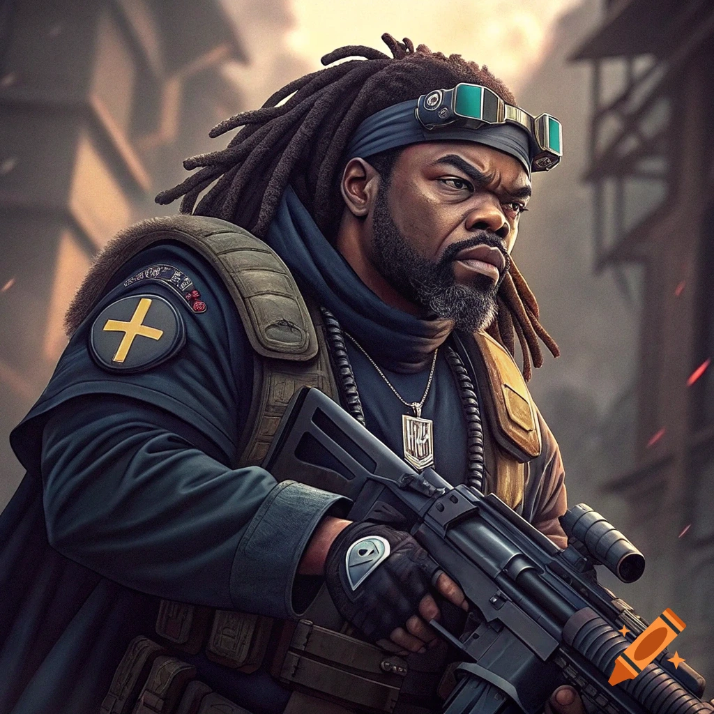 Portrait of a man resembling Method Man as Bishop from X-Men, in ...