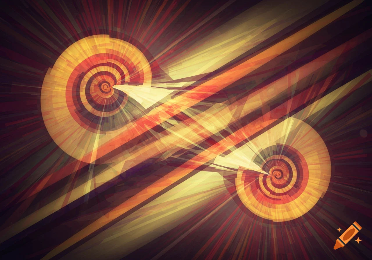 Abstract design with swirling geometric shapes and radiating light in ...