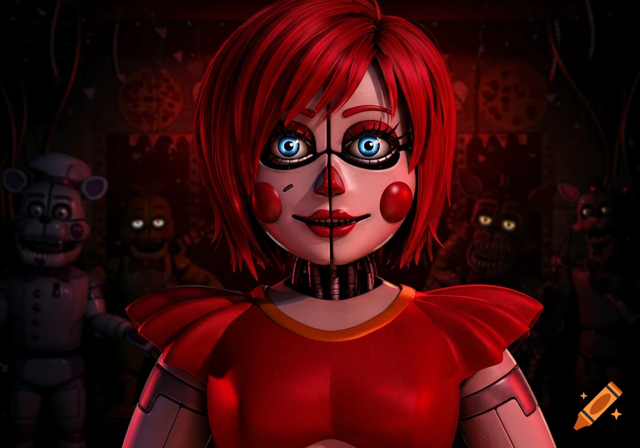Circus Baby and other animatronics in a dark Five Nights at Freddy's ...