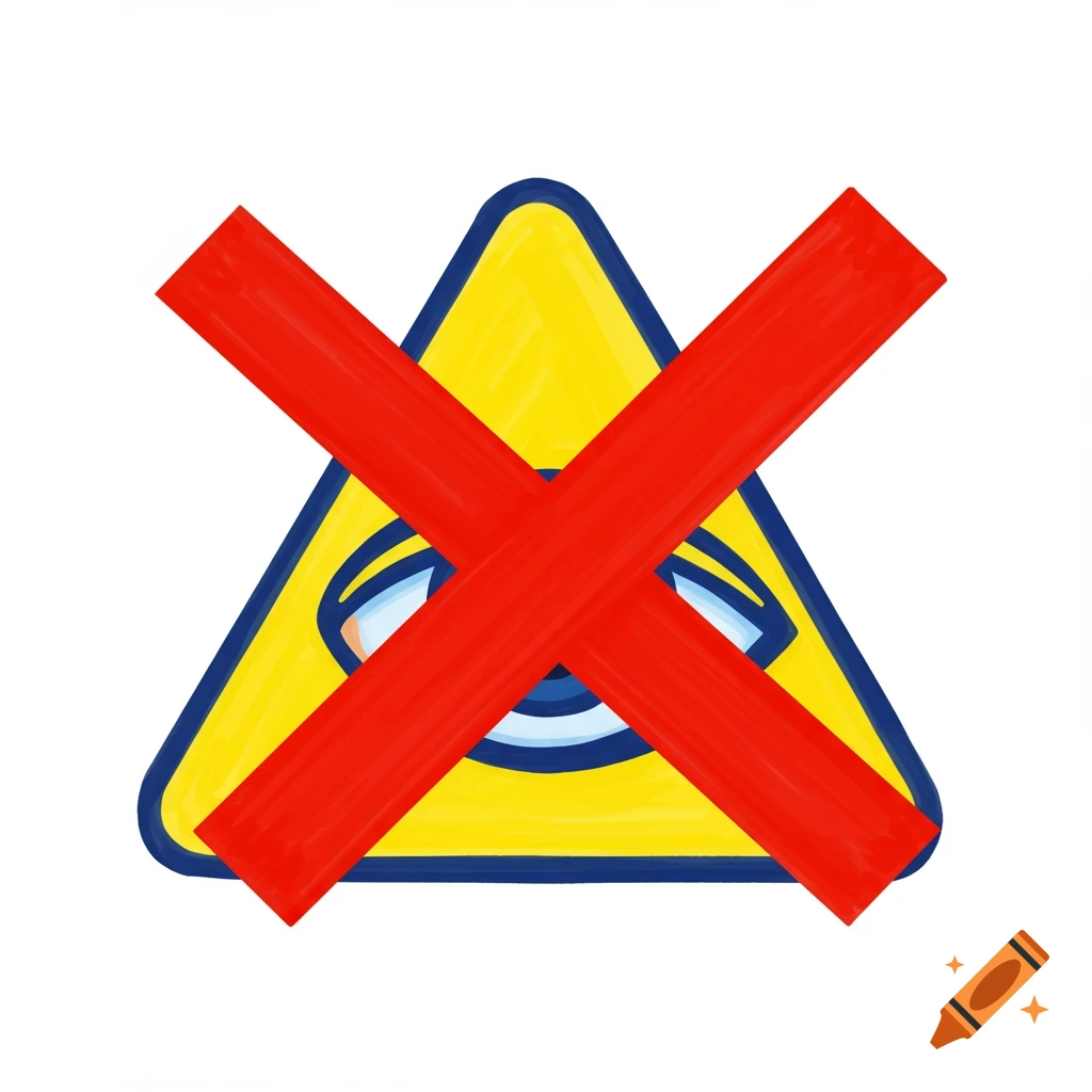 Marker drawing of a stylized eye within a yellow warning triangle ...