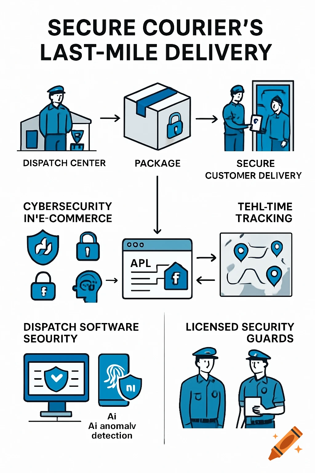 Flowchart infographic showing steps and security elements of secure ...