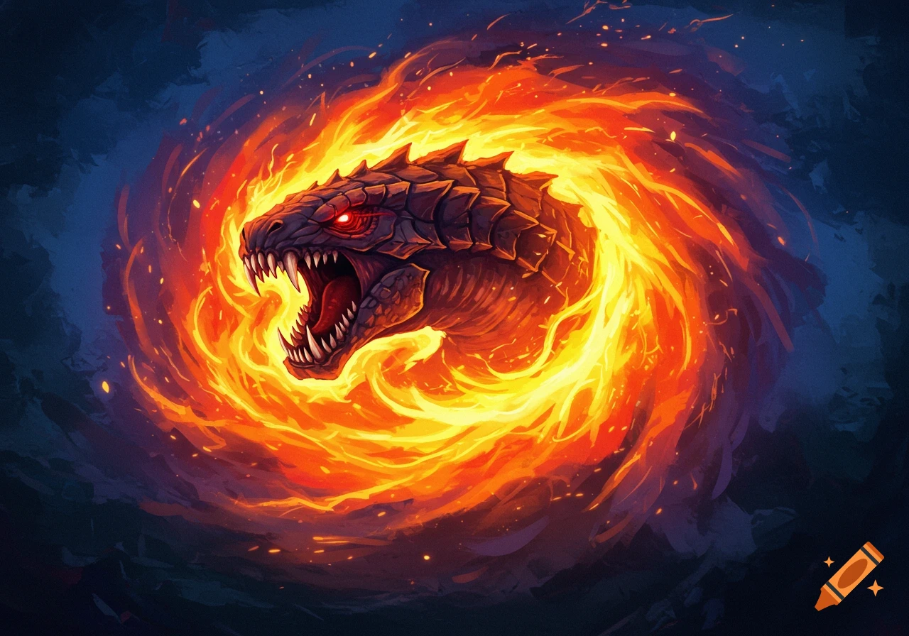 Stylized illustration of a dark creature's head with glowing red eyes ...