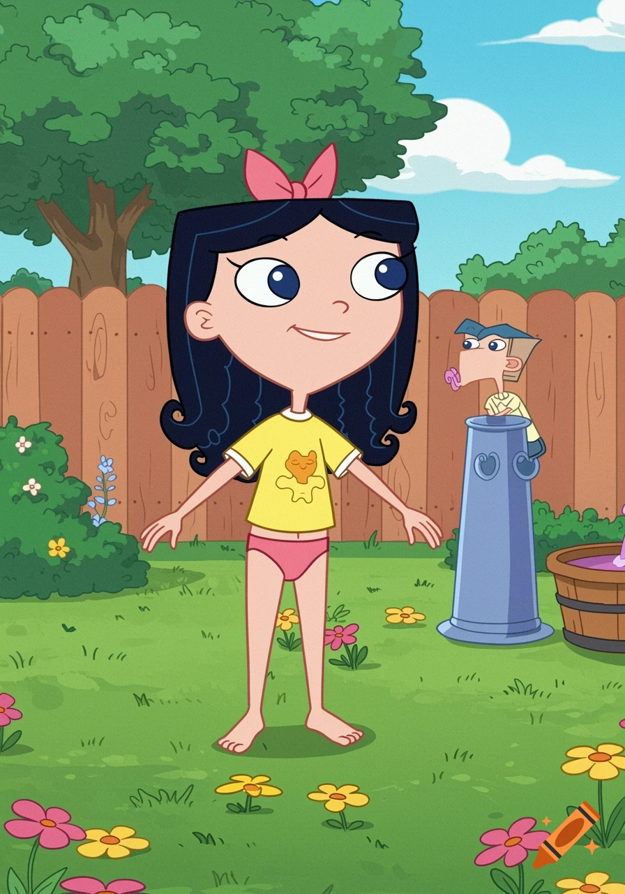 Cartoon character Isabella from Phineas and Ferb in a yellow t-shirt ...