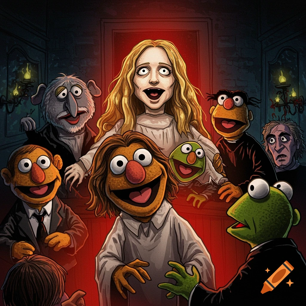 Muppets in a horror illustration parodying the movie The Exorcist. on ...