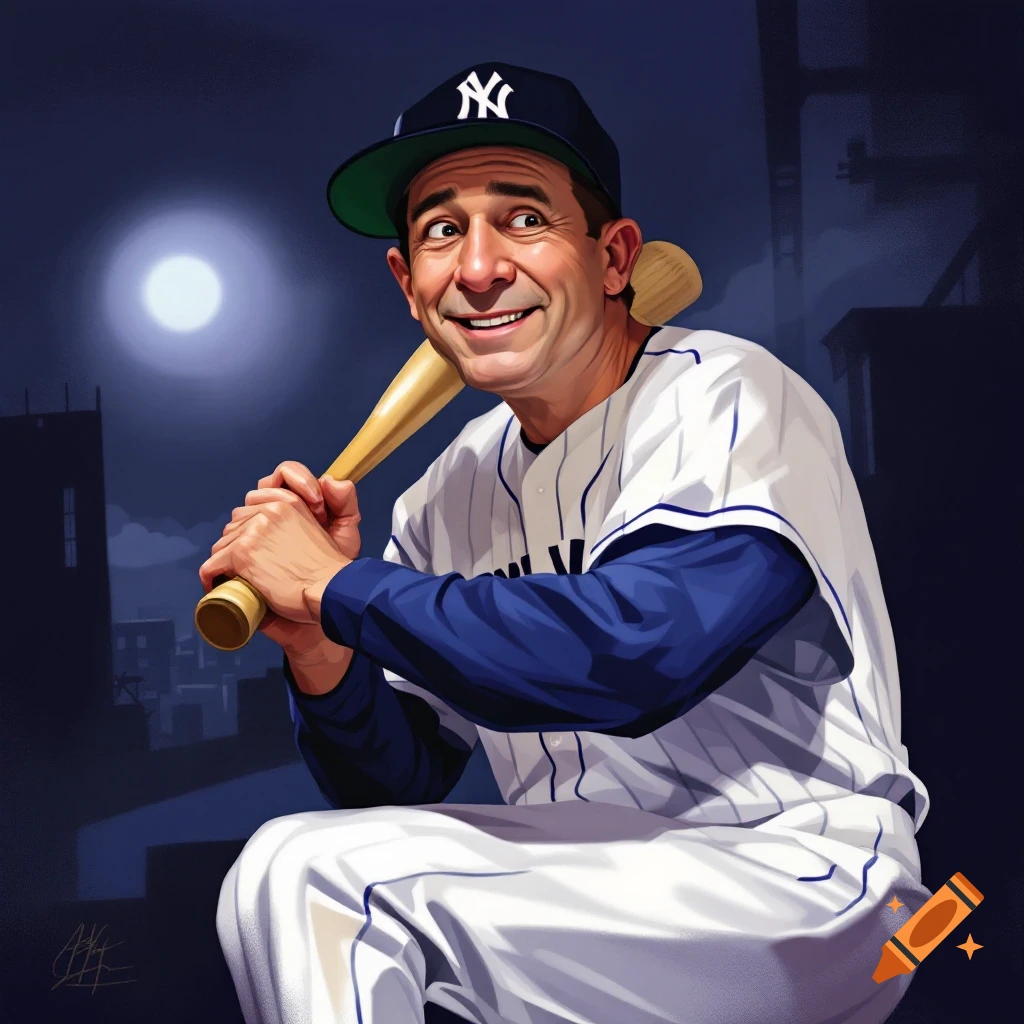 Stylized illustration of a baseball player in a New York Yankees ...