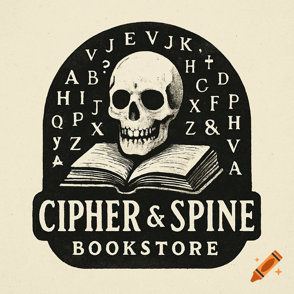 Logo of a skull over an open book surrounded by letters, with 'Cipher ...