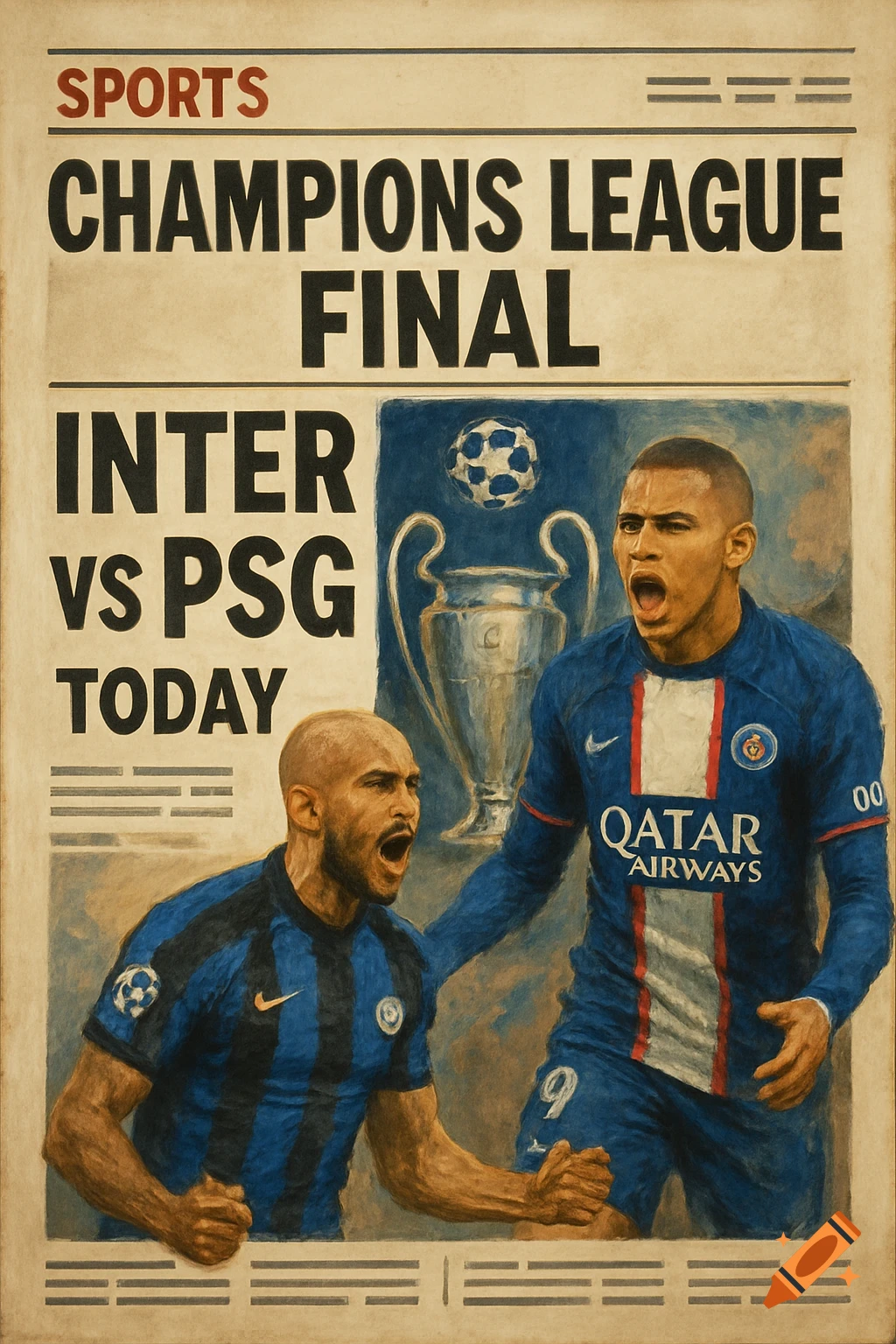 Newspaper front cover illustration of football players celebrating ...