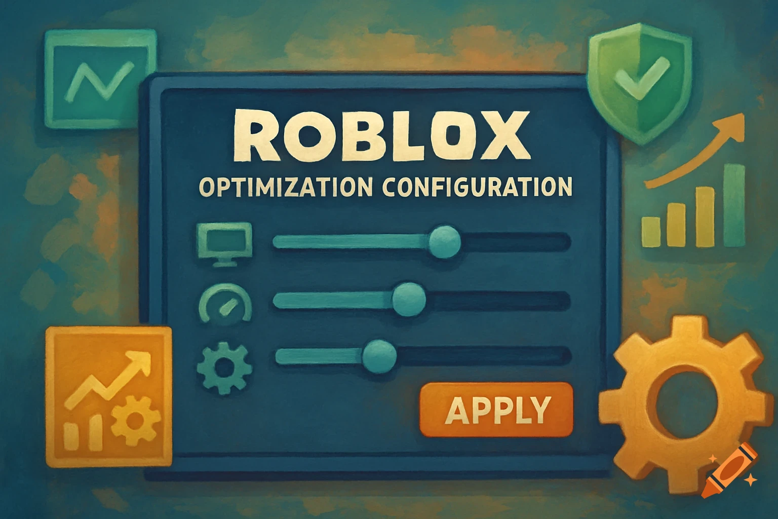 Graphic of a Roblox optimization configuration program interface with ...