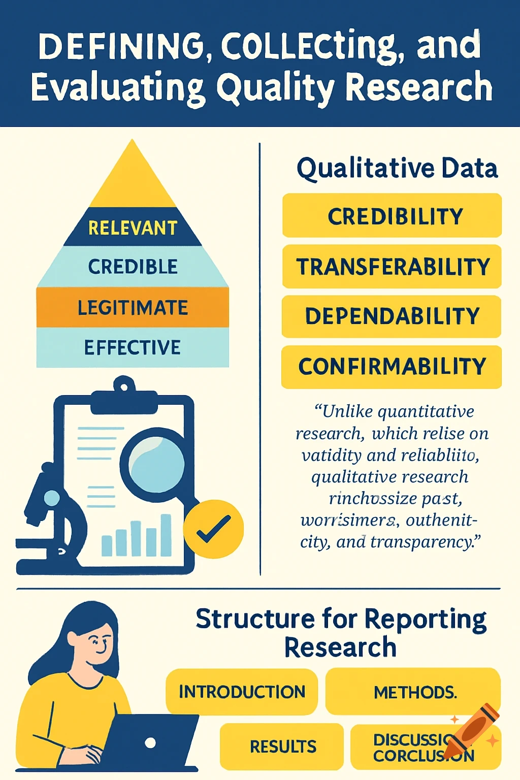 Infographic explaining research quality, qualitative data, and ...