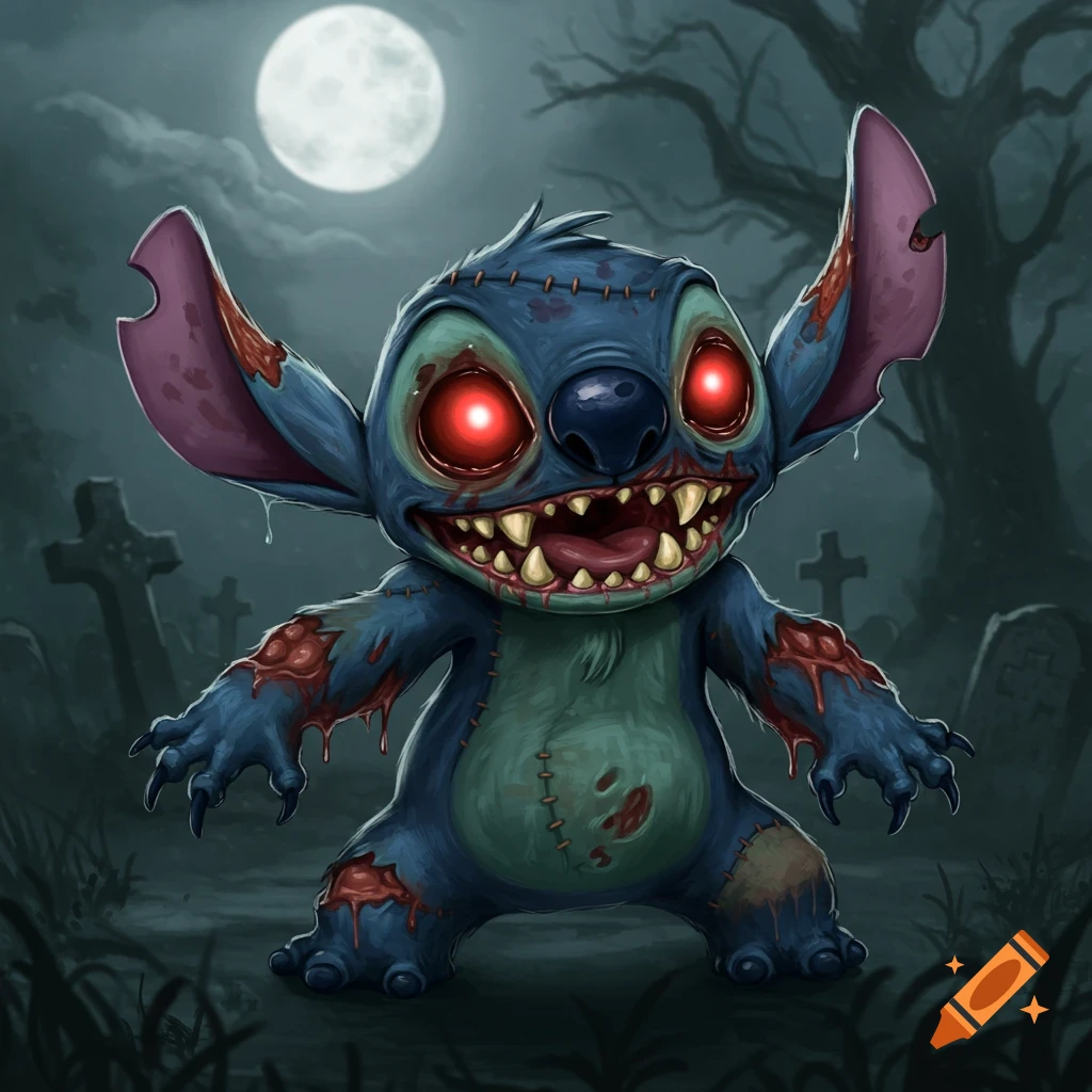 Lilo Stitch Drawing Digitalpainting Disney Zombie Lilo Stitch