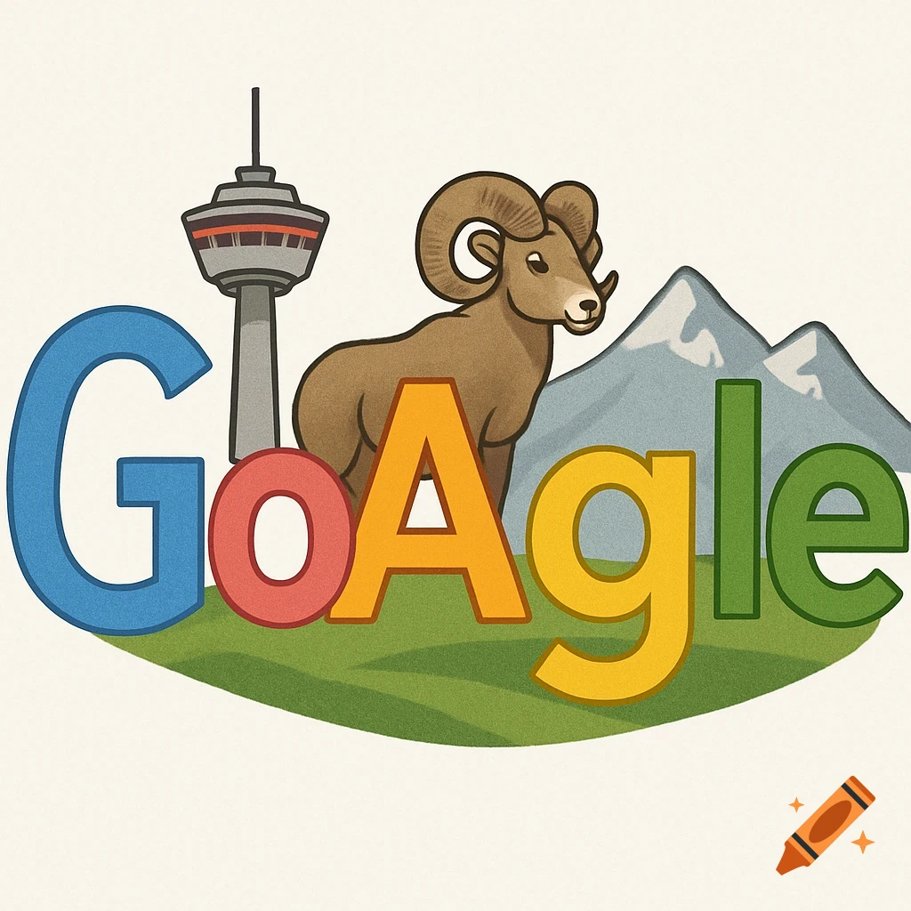 Illustration of a Google Doodle style logo spelling 'GoAgle' with a ...