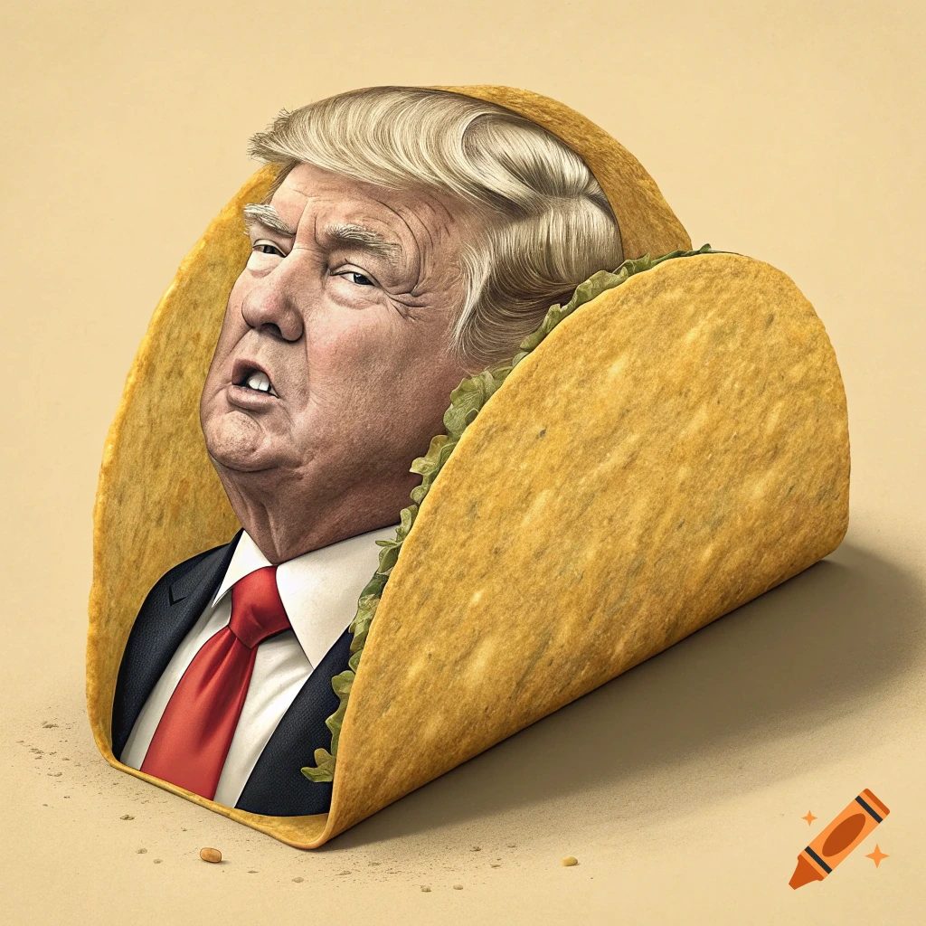 Donald Trump's head and upper body inside a taco shell, surreal ...