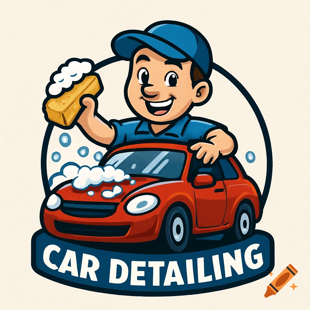 Cartoon logo of a man washing a red car with soap, with the text 'CAR ...