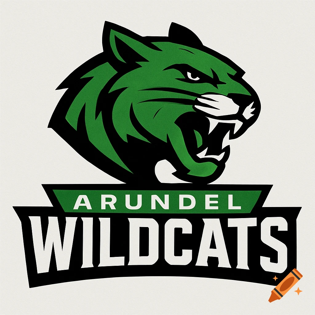 Green and black logo of a wildcat head above the words Arundel Wildcats ...