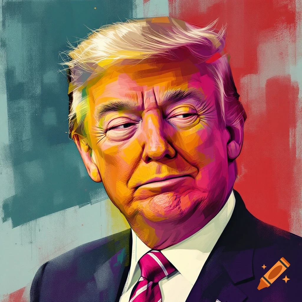 Colorful stylized portrait of Donald Trump in the style of the Obama ...