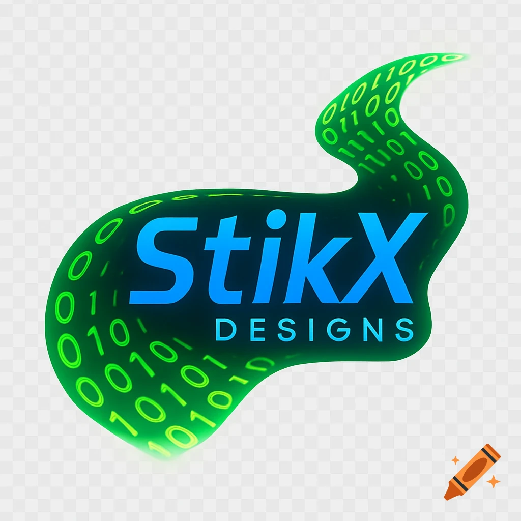 Logo featuring a glowing green stream of binary code with blue text ...
