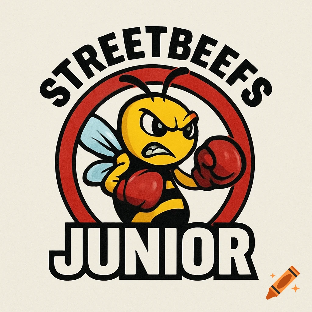 Logo of a cartoon bee wearing boxing gloves. on Craiyon