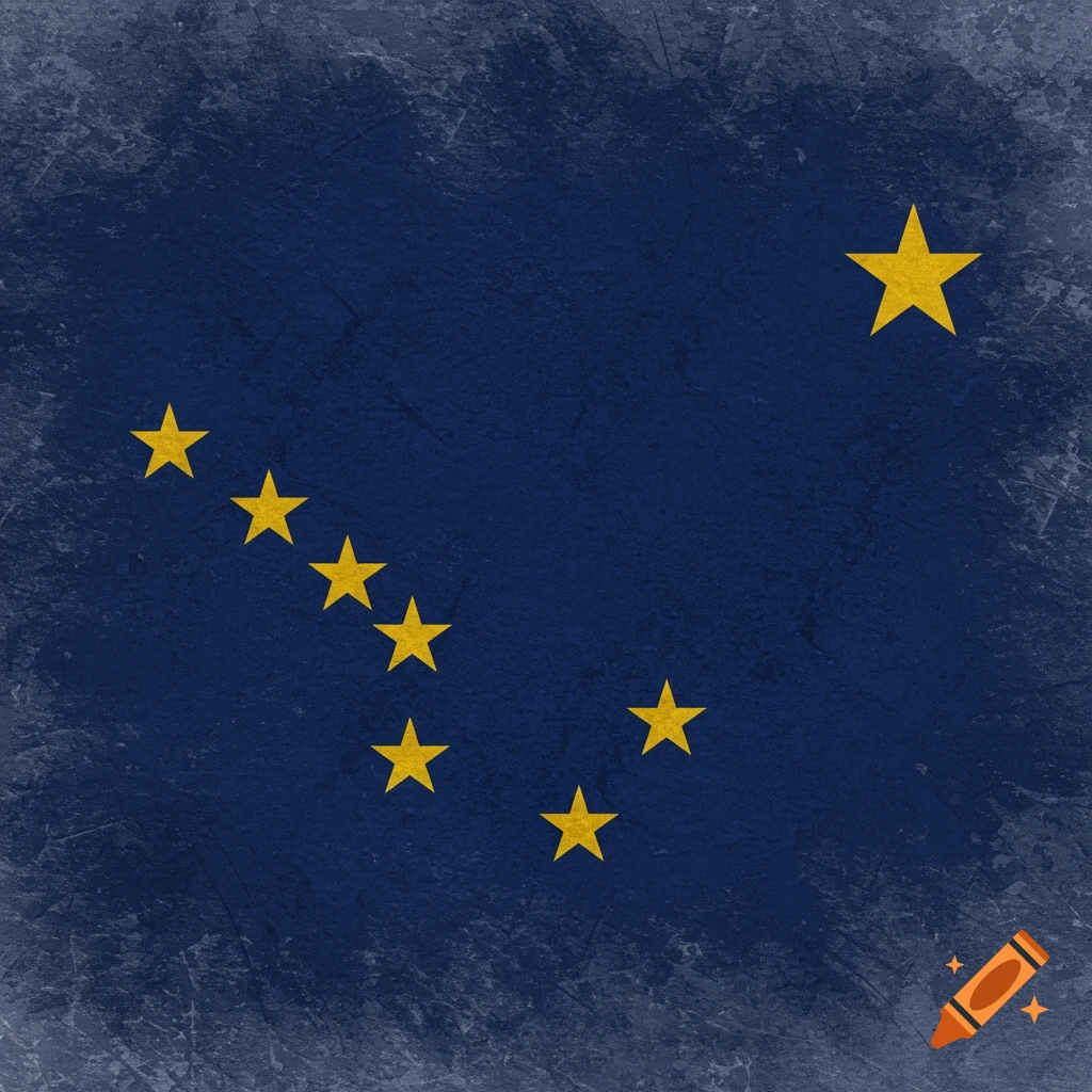 The flag of Alaska with a grunge texture overlay. on Craiyon