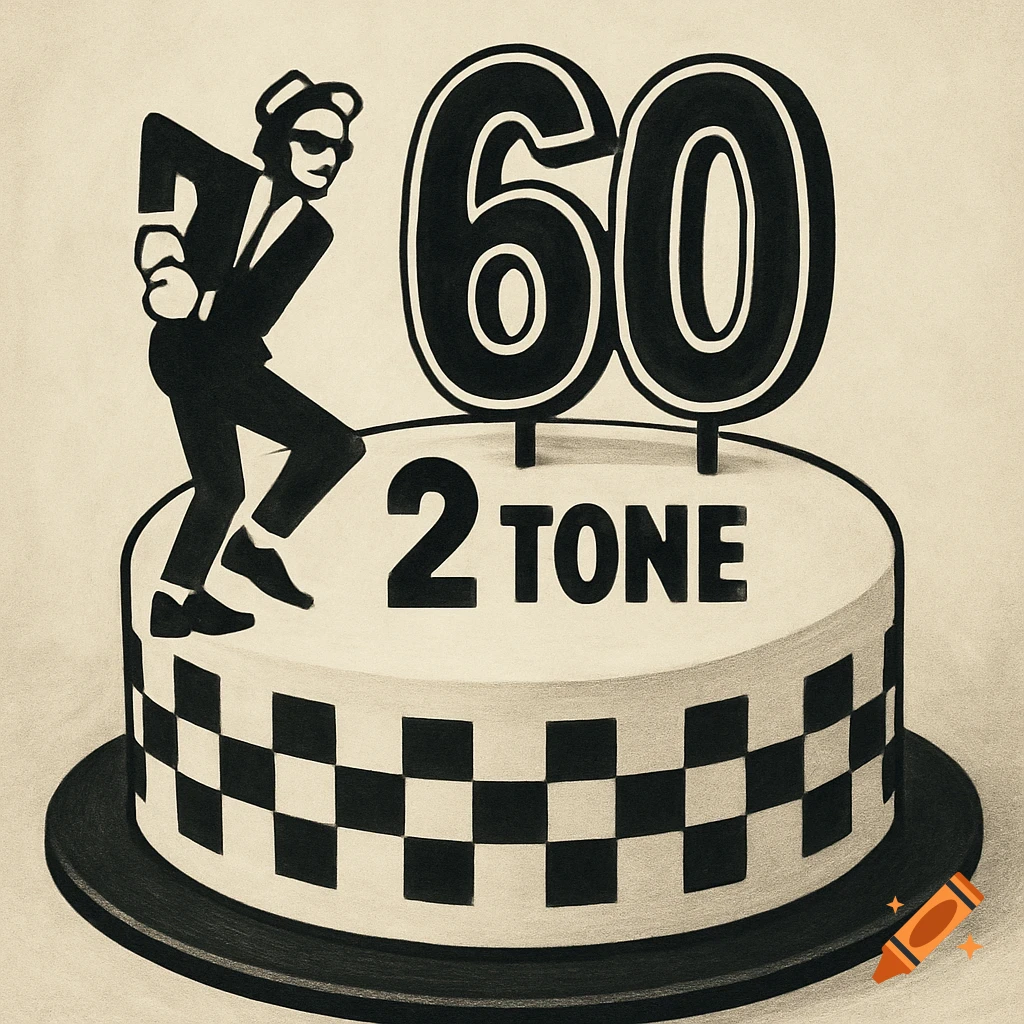 A 60th birthday cake topper with a two-tone style figure, numbers 60 ...