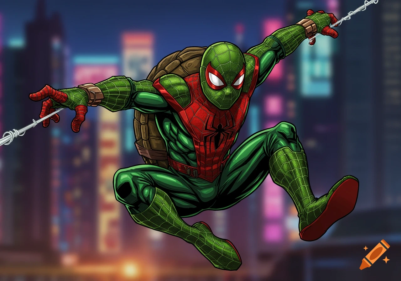A superhero character combining Spider-Man and Teenage Mutant Ninja ...