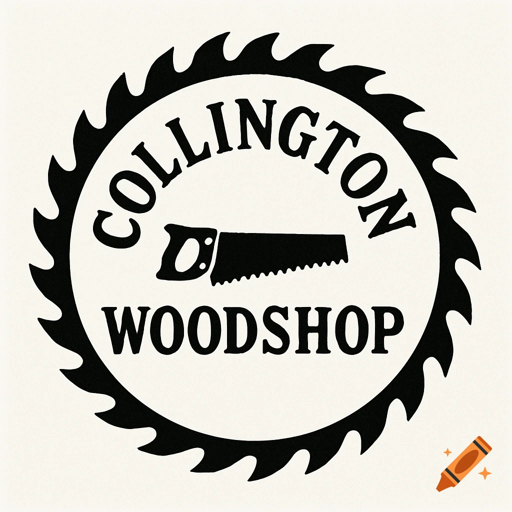 Collington Woodshop logo featuring a circular sawblade with a handsaw ...