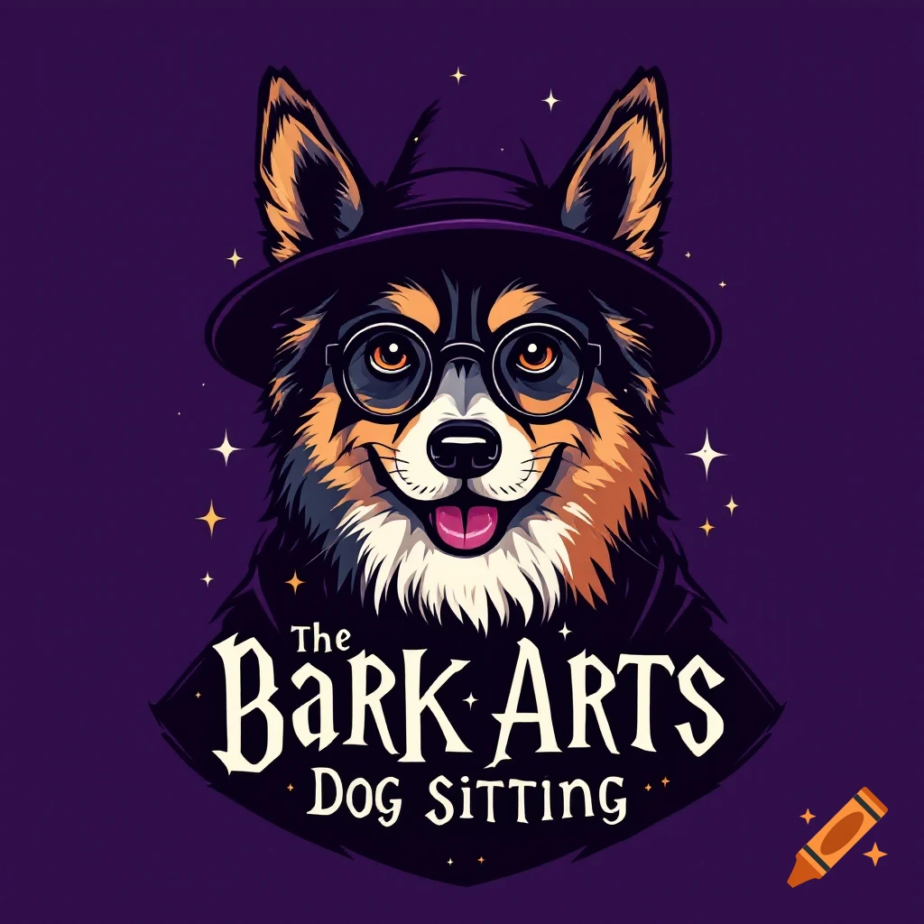Cartoon logo of a dog in glasses and a wizard hat, with text reading ...